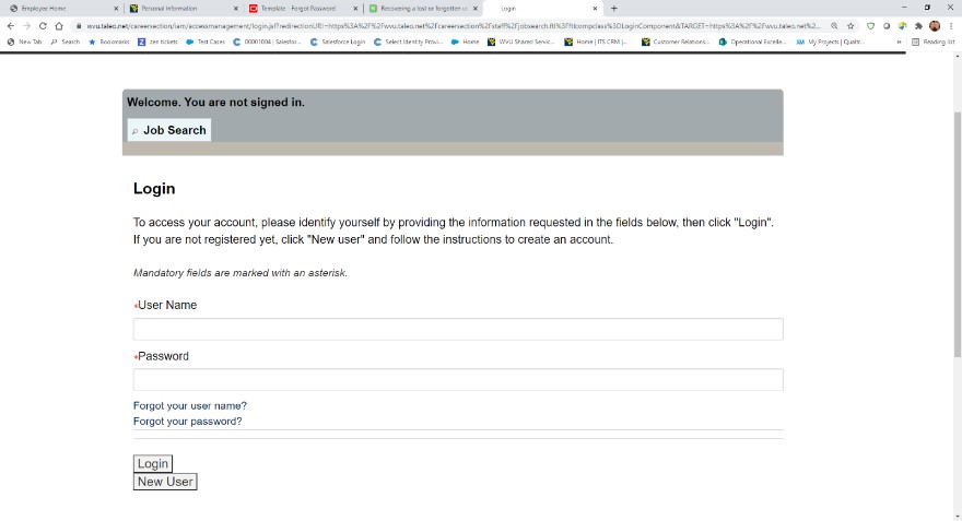 How to Reset a Password and Recover a Username in WVUHire